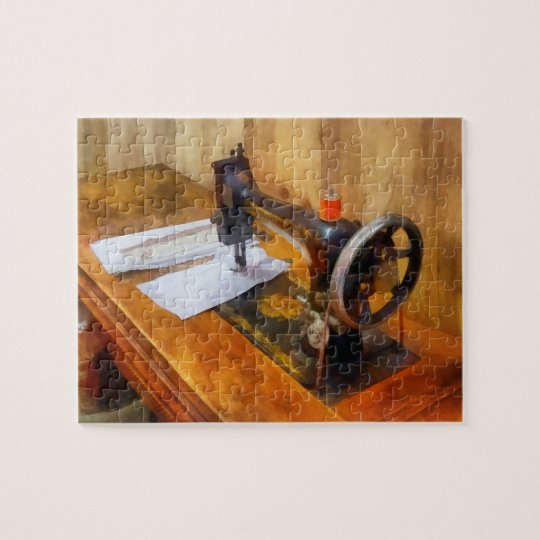 Sewing Machine With Orange Thread Jigsaw Puzzle | Zazzle.com