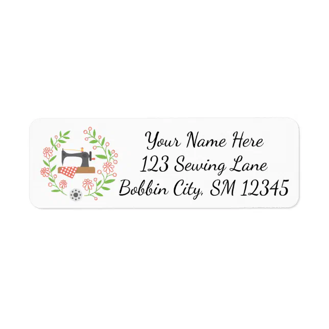 Sewing Machine Wreath Label | Zazzle