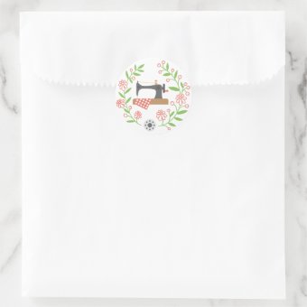 Sewing Machine Wreath Sticker | Zazzle