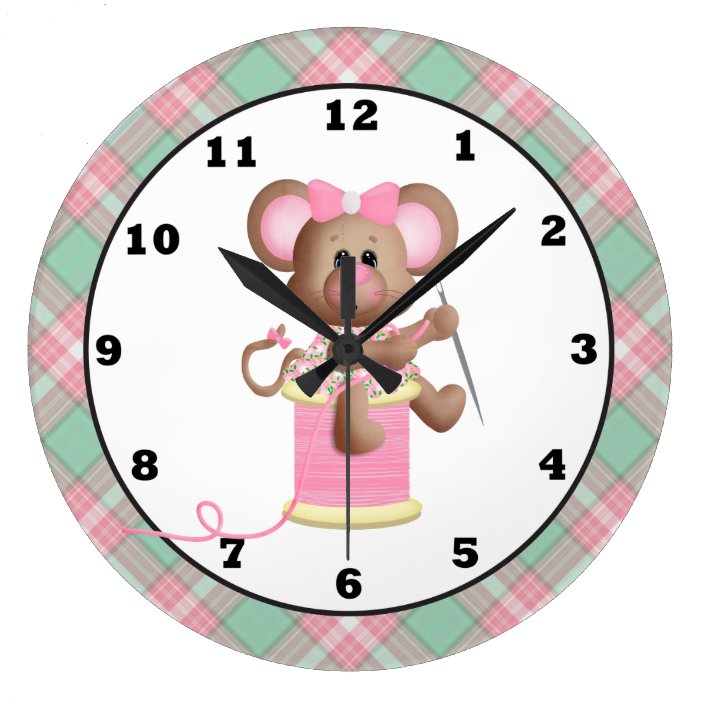 Sewing Mouse Crafting Room wall clock | Zazzle.com