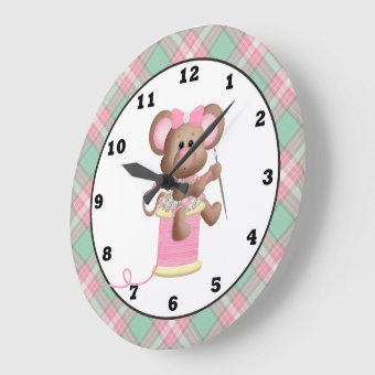 Sewing Mouse Crafting Room wall clock | Zazzle