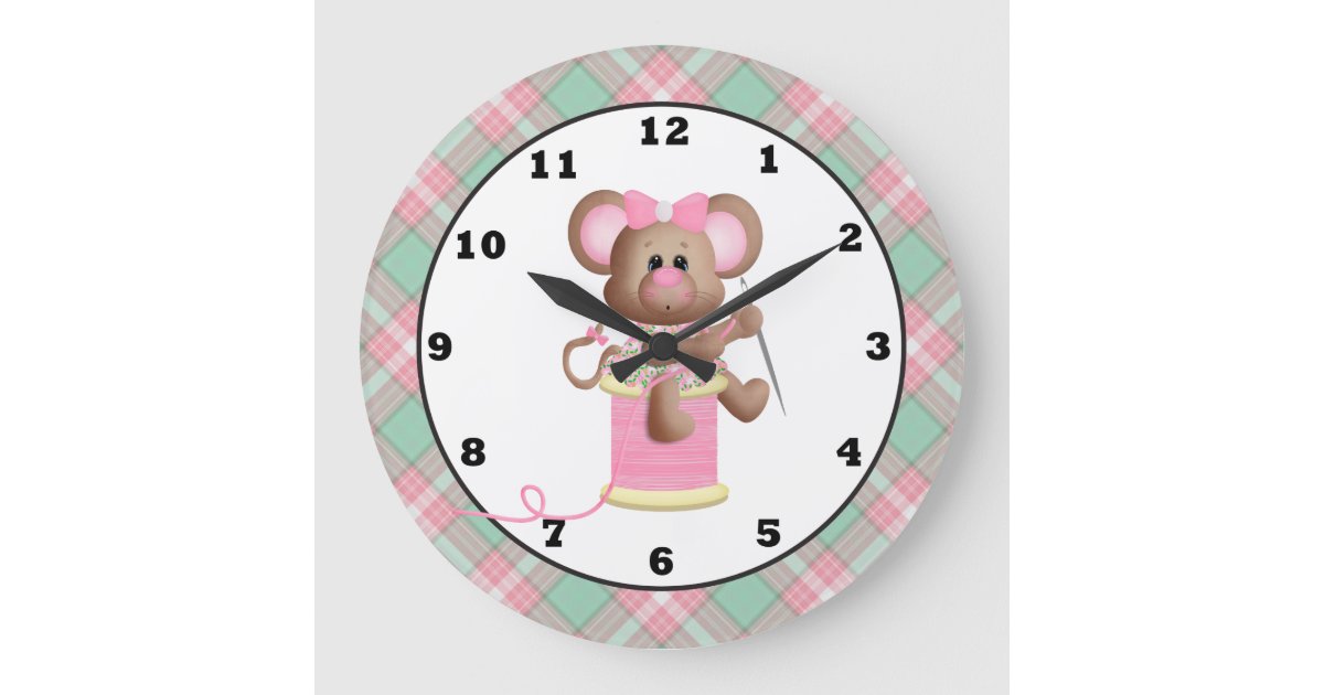 Sewing Mouse Crafting Room wall clock | Zazzle