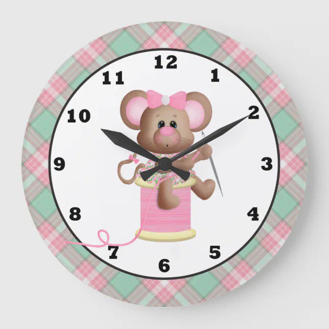 Sewing Mouse Crafting Room wall clock | Zazzle