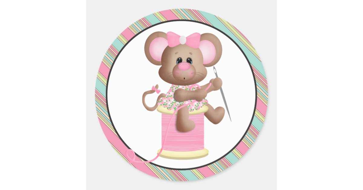 Sewing Mouse with thread sticker | Zazzle
