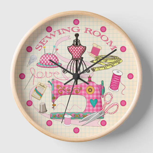 Sewing Room Clock | Zazzle