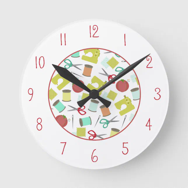 Sewing Themed Clock | Zazzle