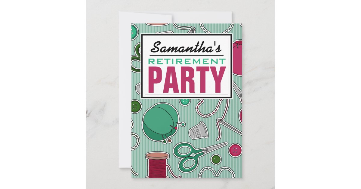 Sewing Themed Retirement Party Invitation | Zazzle