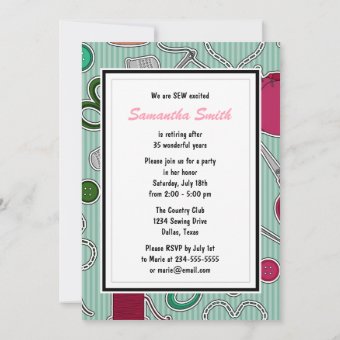 Sewing Themed Retirement Party Invitation | Zazzle