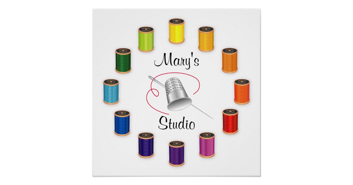 Sewing Thimble, Needle and Threads Poster | Zazzle