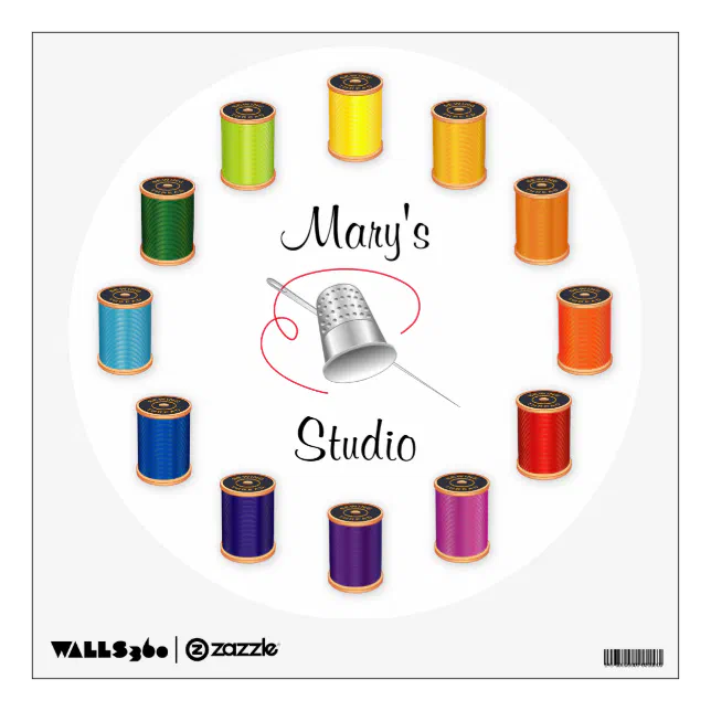 Sewing Thimble, Needle and Threads Wall Sticker | Zazzle