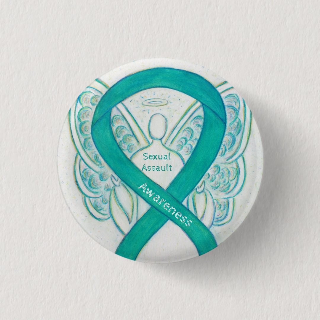 Sexual Assault Awareness Angel Ribbon Pin | Zazzle
