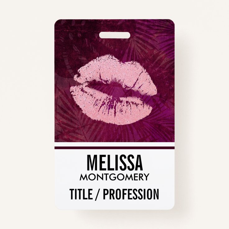 Sexy Pink Glitter Lips Glamorous Badge | Zazzle