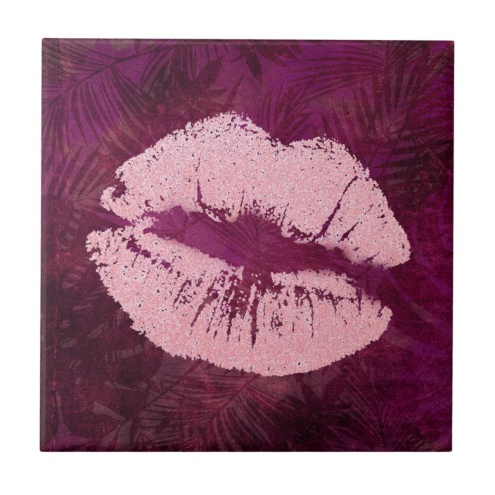 Sexy Pink Glitter Lips Glamorous Ceramic Tile | Zazzle.com