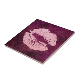 Sexy Pink Glitter Lips Glamorous Ceramic Tile | Zazzle