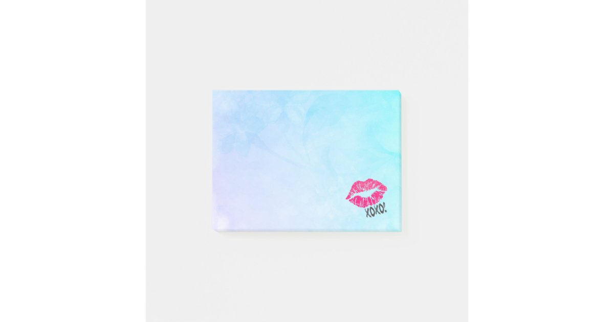 Sexy Pink Kissy Lips with xoxo! Faux Pink Glitter Post-it Notes ...