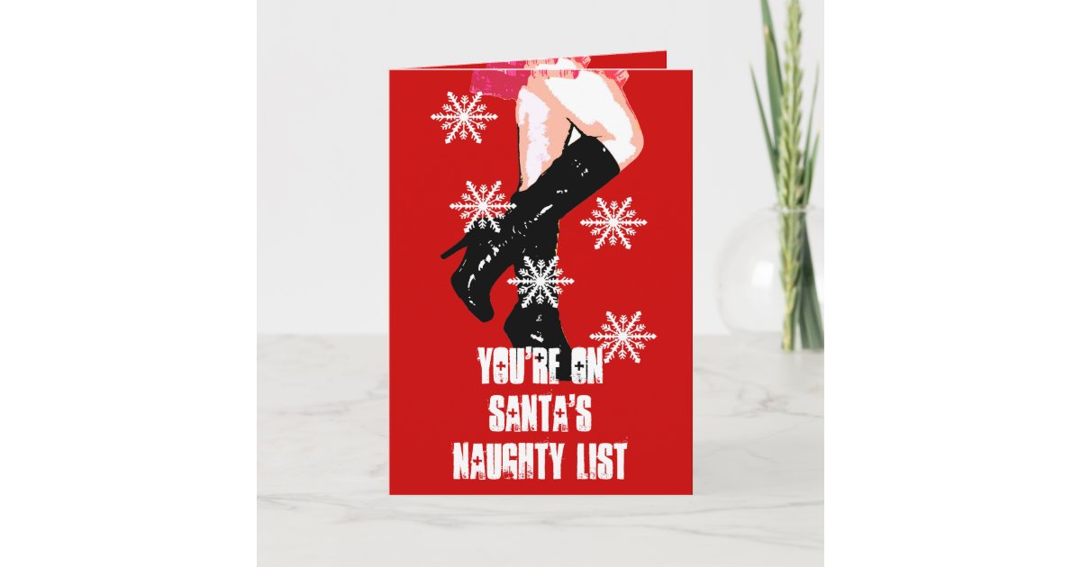 Sexy Santa adult Christmas card | Zazzle