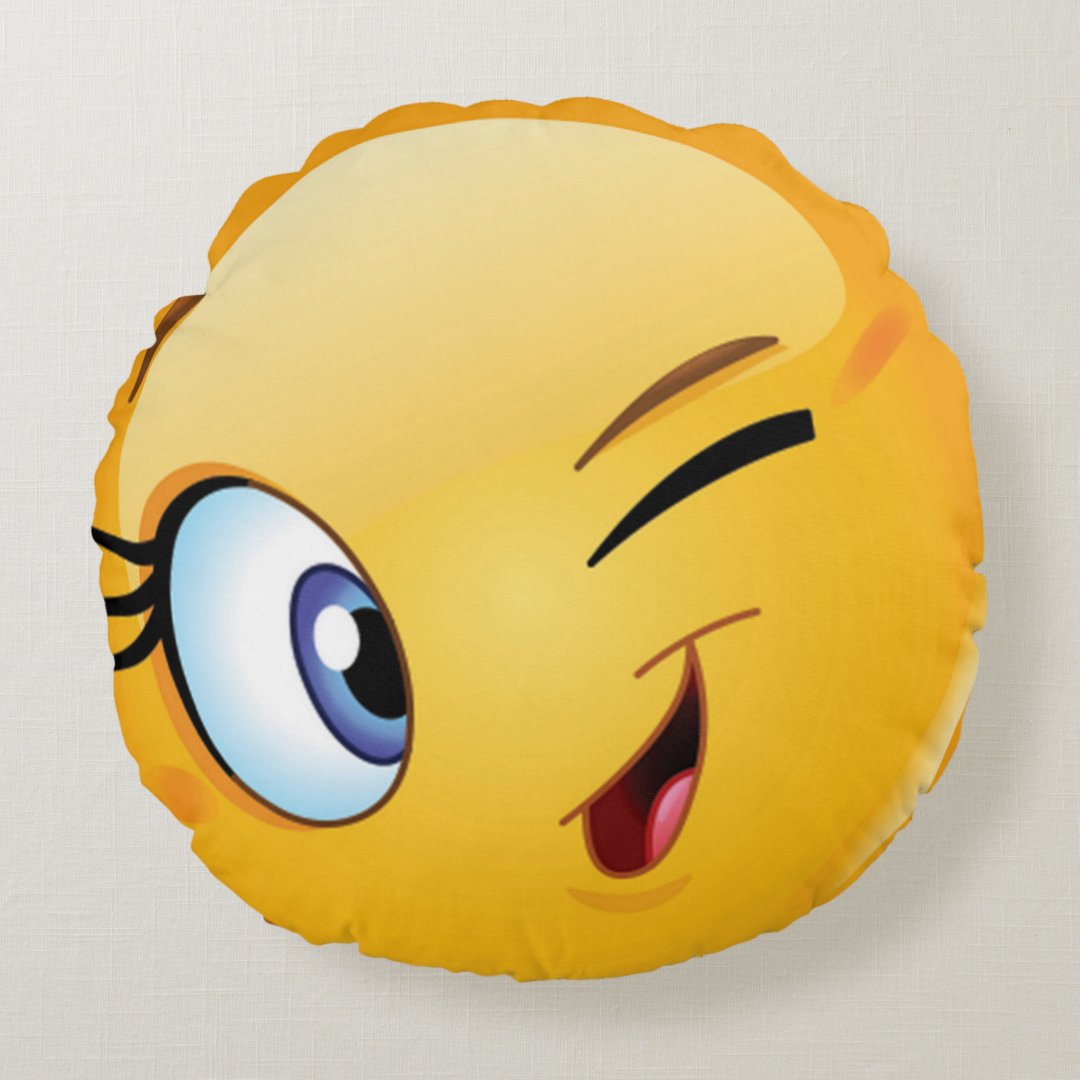Sexy Wink Emoji Round Pillow Zazzle