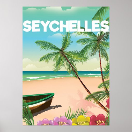 Seychelles beach travel poster | Zazzle