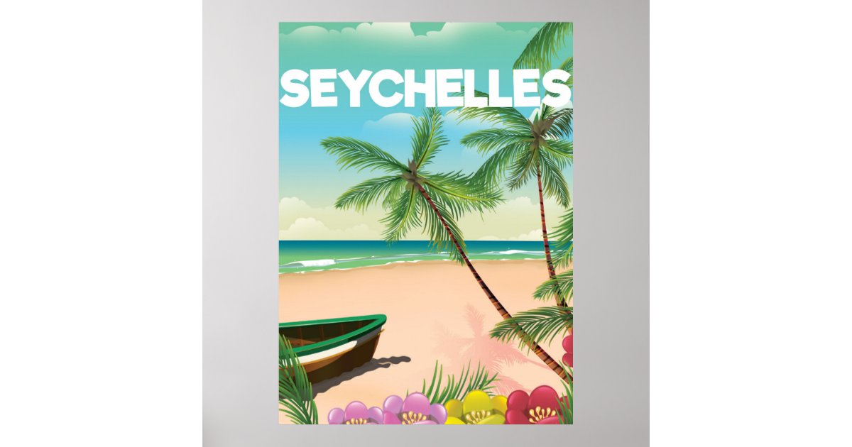 Seychelles beach travel poster | Zazzle