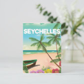 Seychelles beach travel poster postcard | Zazzle
