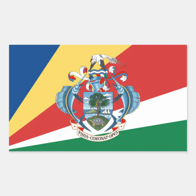 Seychellois Flag & Coat of Arms, Seychelles Rectangular Sticker | Zazzle
