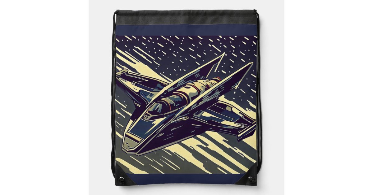 SF - Anime Starfighter Woodcut 4 Drawstring Bag | Zazzle