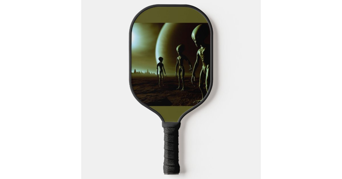 SF Gray Aliens on Alien Planet (1) Pickleball Paddle | Zazzle
