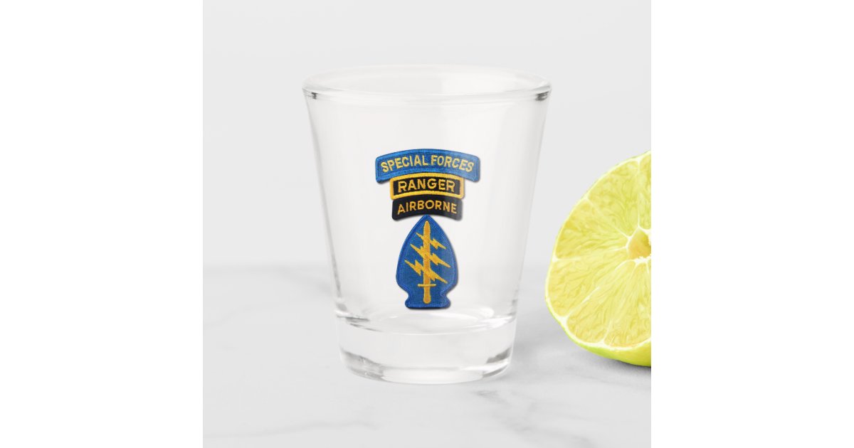 SFGA SFG Special Forces Group Green Berets Veteran Shot Glass | Zazzle