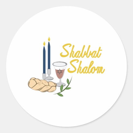 Shabbat Shalom Classic Round Sticker | Zazzle.com