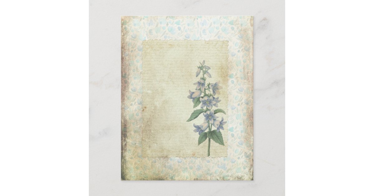 Shabby Blue Floral Collage Scrapbook Paper | Zazzle