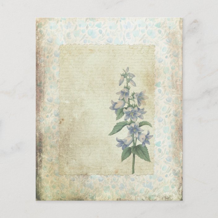 Shabby Blue Floral Collage Scrapbook Paper | Zazzle.com