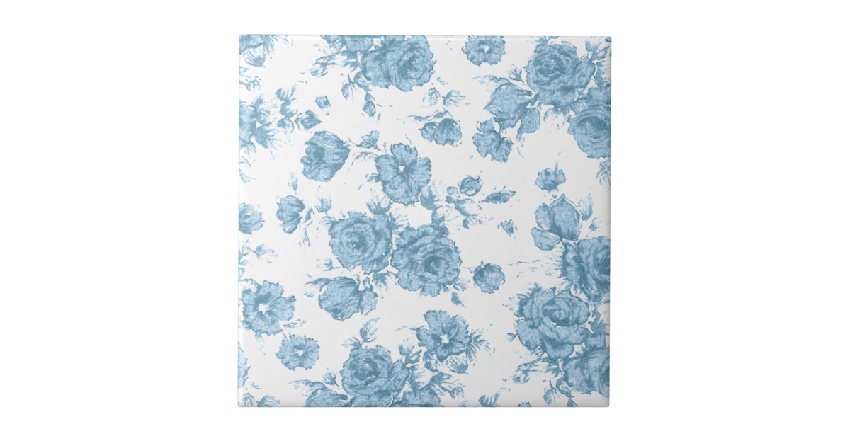 Shabby Blue French Toile Ceramic Tile | Zazzle
