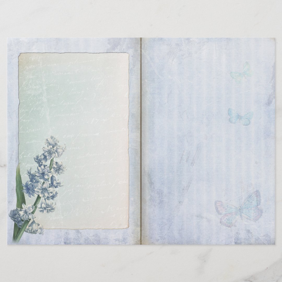 Shabby Blue Striped Journal Page | Zazzle