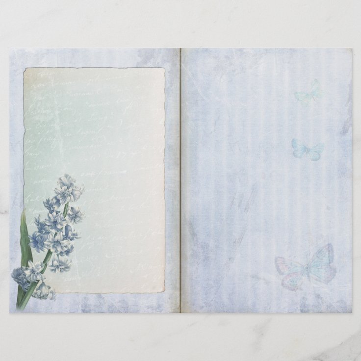 Shabby Blue Striped Journal Page | Zazzle