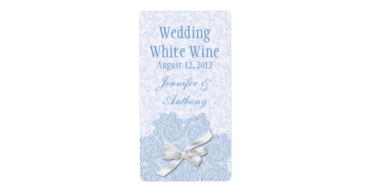 Shabby Blue Victorian Wedding Mini Wine Label | Zazzle