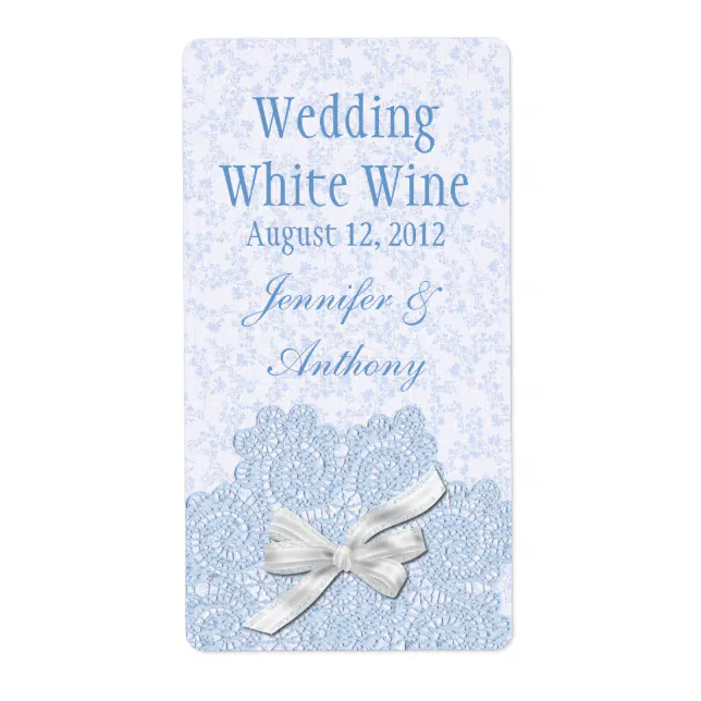Shabby Blue Victorian Wedding Mini Wine Label | Zazzle