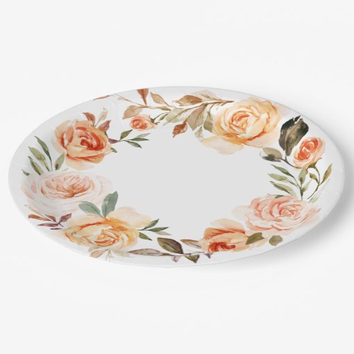 Shabby Chic Autumn Floral Paper Plates | Zazzle