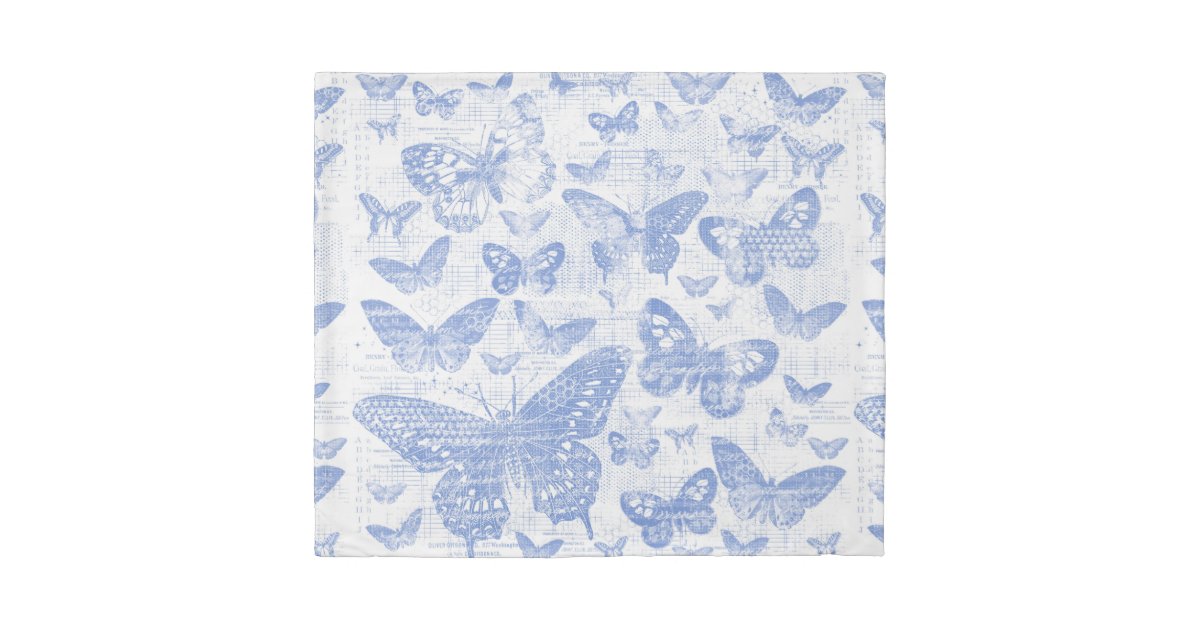 shabby chic baby blue butterflies pattern,shabby c duvet cover | Zazzle