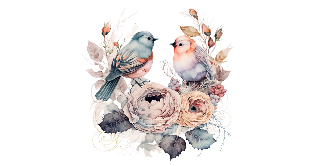 Shabby chic birds and flowers tissue paper | Zazzle