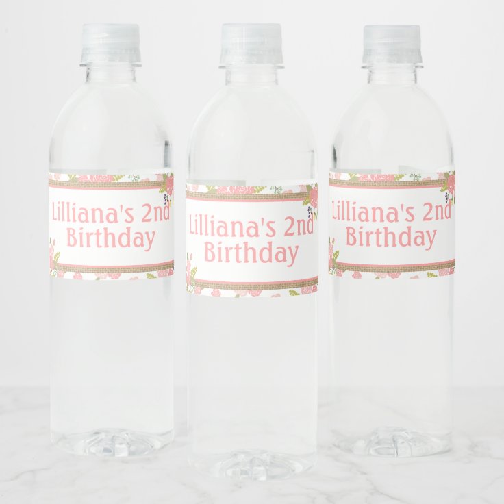 Shabby Chic Birthday Party Supplies Bottle Labels | Zazzle