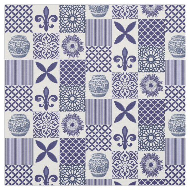 blue sunflower pattern fabric | Zazzle