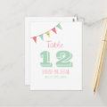 Shabby Chic Bunting Table Number Pink and Mint | Zazzle