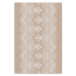 Shabby Chic Burlap and Lace Tissue Paper | Zazzle