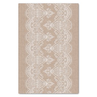Shabby Chic Burlap and Lace Tissue Paper | Zazzle