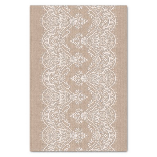 Shabby Chic Burlap and Lace Tissue Paper | Zazzle