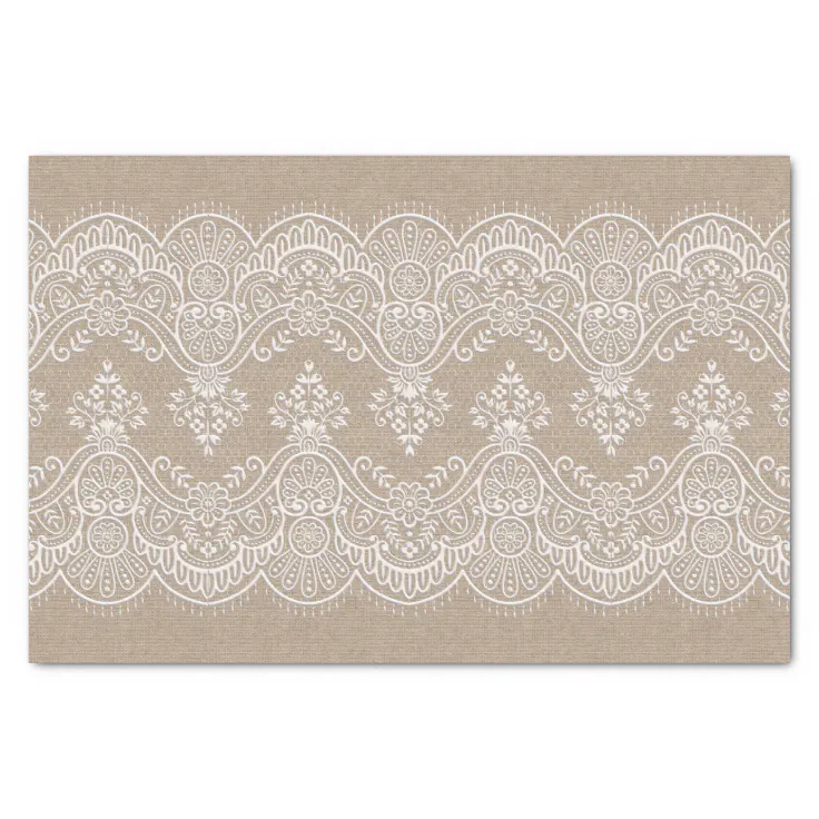 Shabby Chic Burlap and Lace Tissue Paper | Zazzle