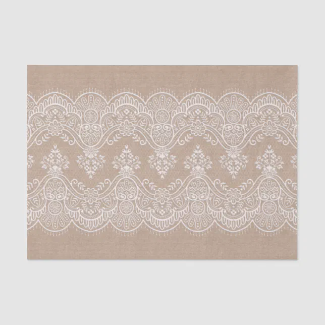 Shabby Chic Burlap and Lace Tissue Paper | Zazzle