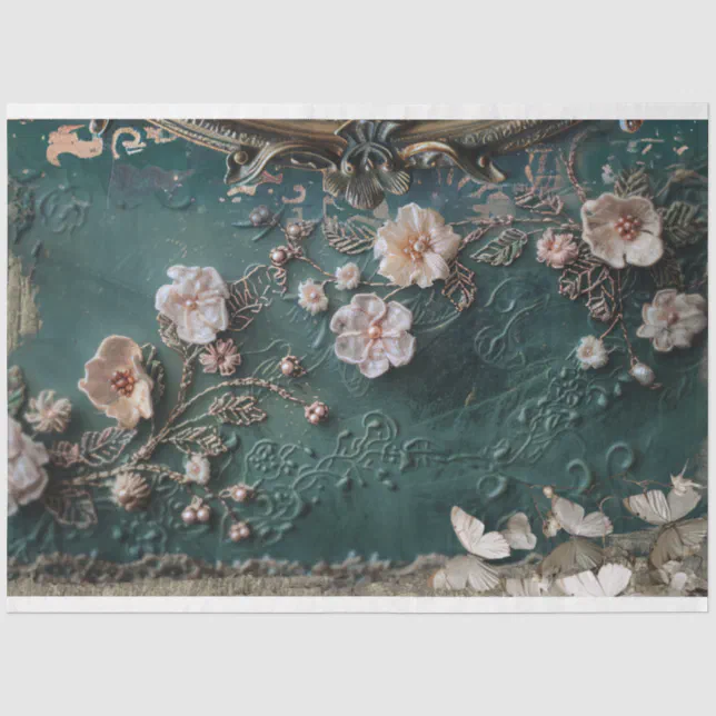 Shabby Chic, Butterfly & Floral Mixed Media Design Tissue Paper | Zazzle