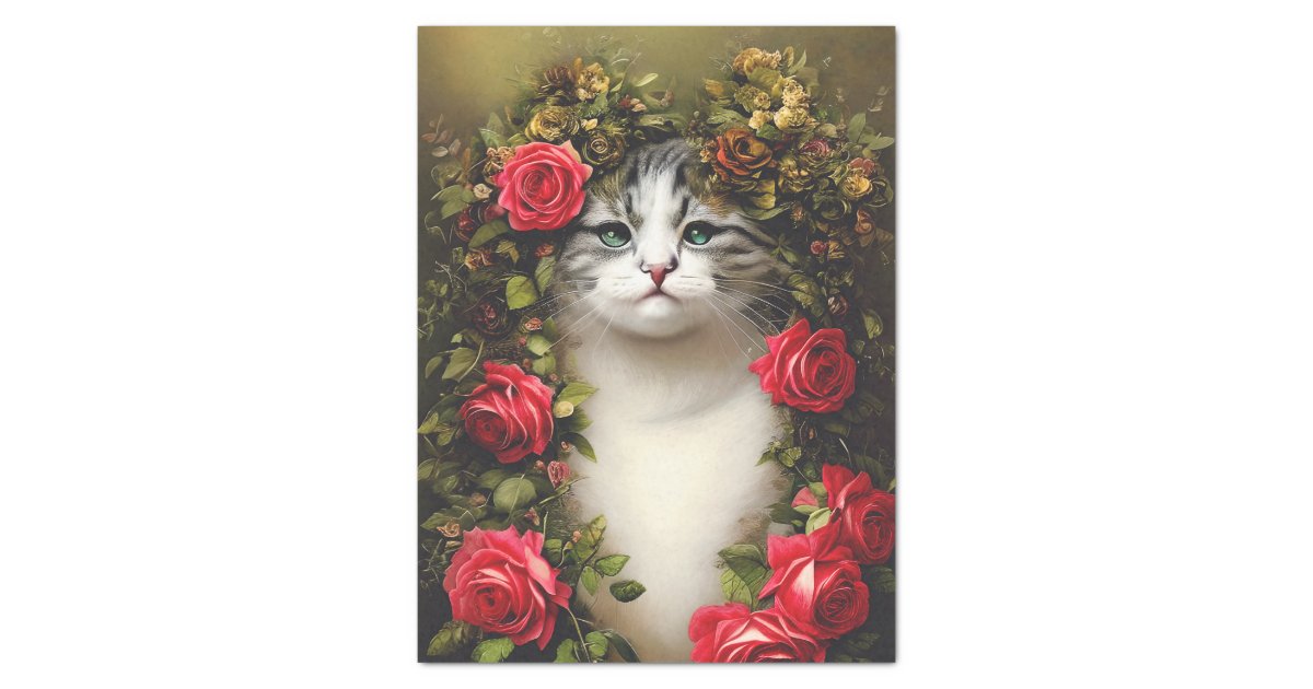 Shabby Chic Cat Tissue Paper For Decoupage | Zazzle