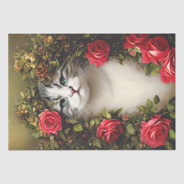 Shabby Chic Cat Tissue Paper For Decoupage | Zazzle